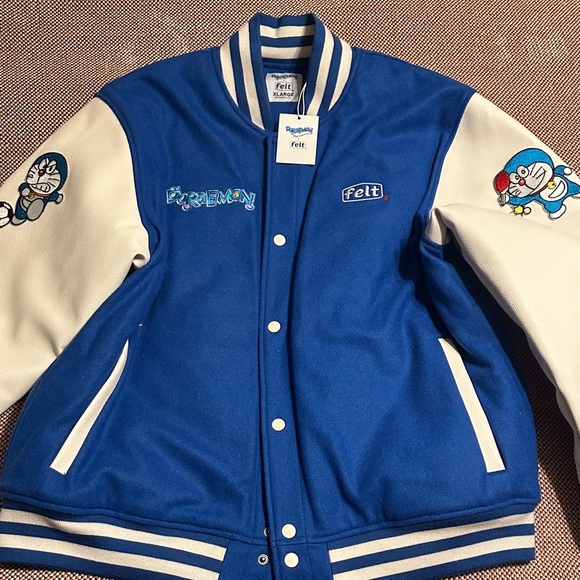 Doraemon | Jackets & Coats | Blue And White Mens Varsity Jacket | Poshmark